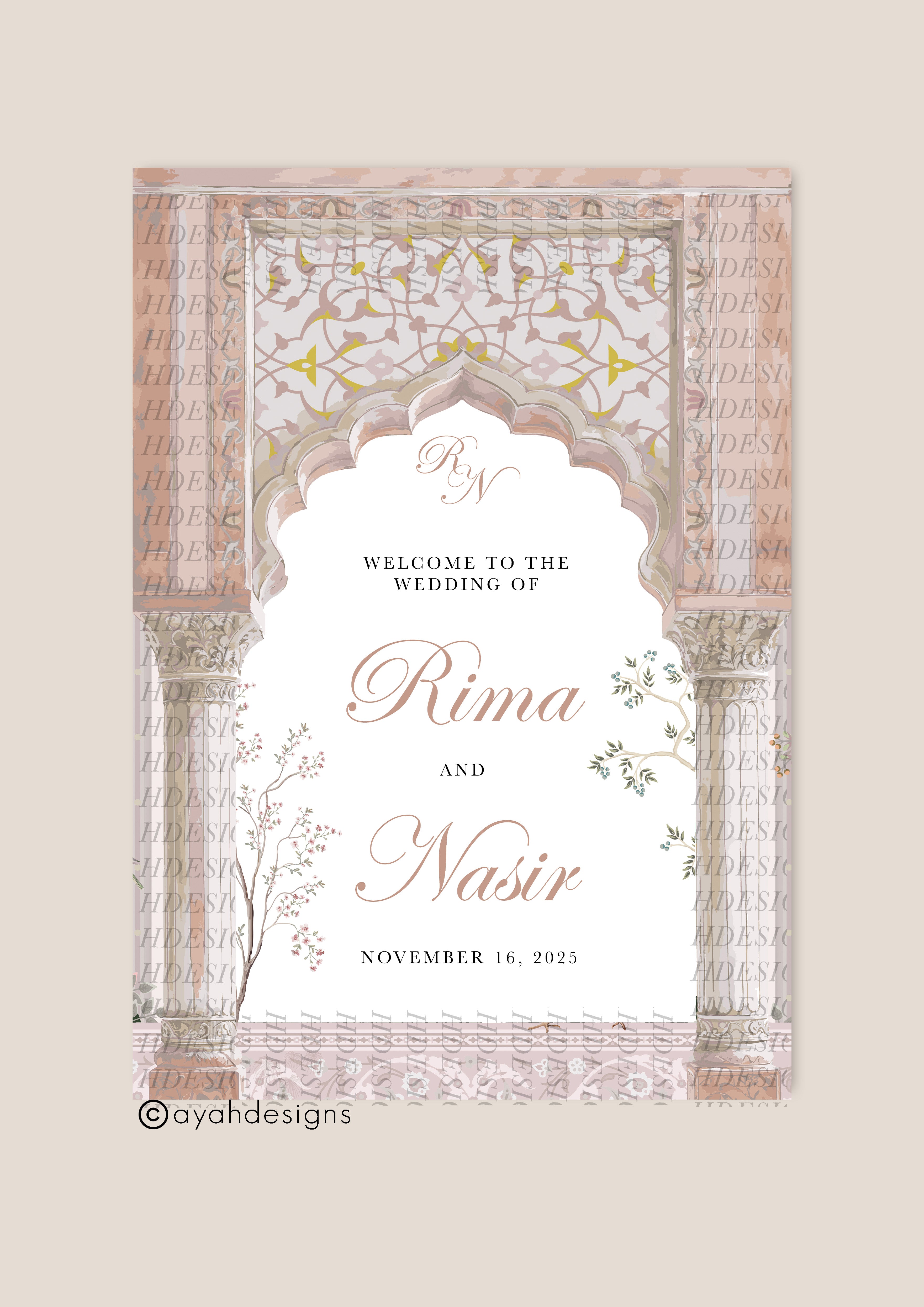 Walima Welcome Sign - Zoya – Ayah Designs
