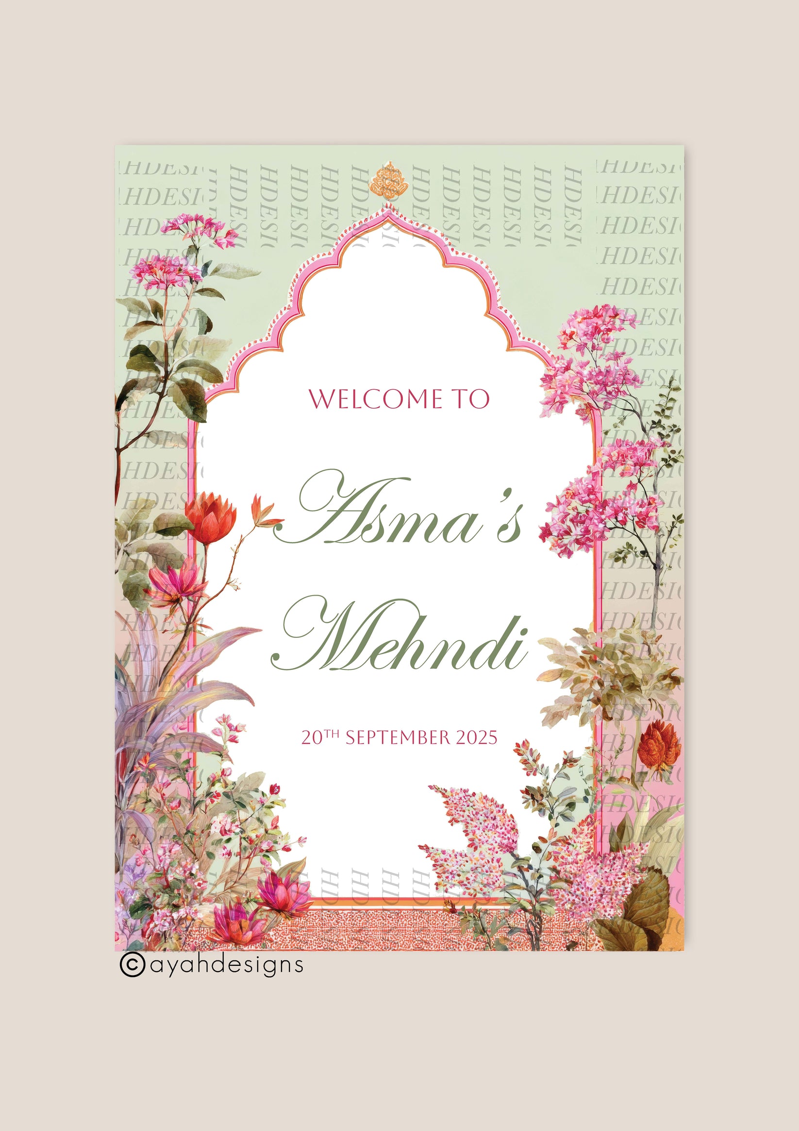 Mehndi Welcome Sign - Regal – Ayah Designs